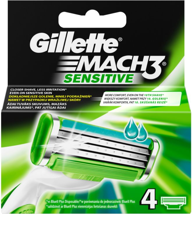 GILLETTE MACH 3 SENSITIVE recarga de lâminas 4 pçs | notino.pt